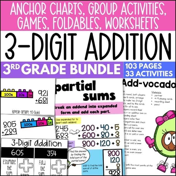 3-Digit Addition Unit - 3rd Grade Math - Curious Classroom Adventures