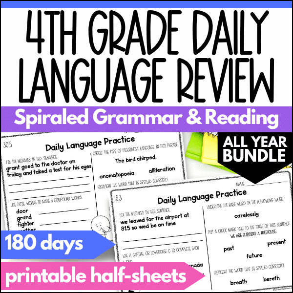 4th Grade Daily Language Reviews - Full Year - Printable - Curious ...