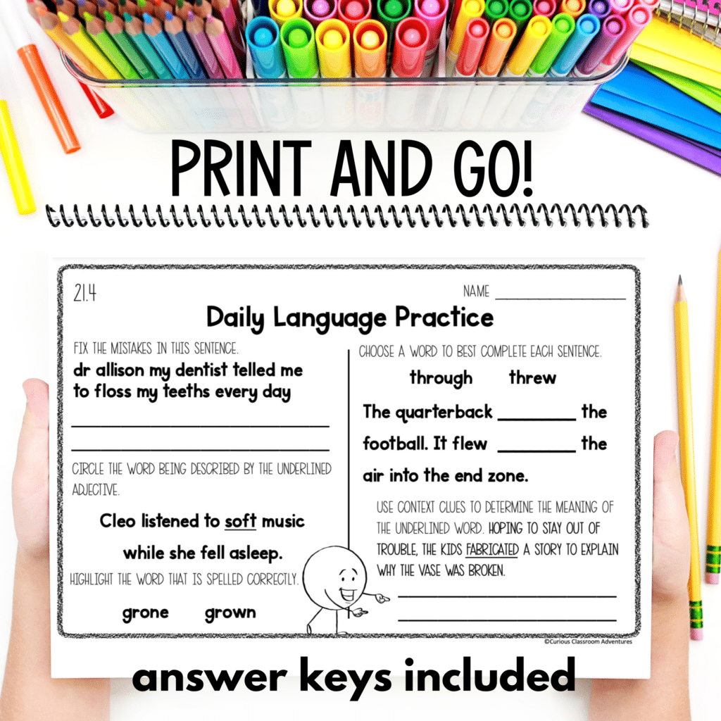4th Grade Daily Language Reviews - Full Year - Printable - Curious ...