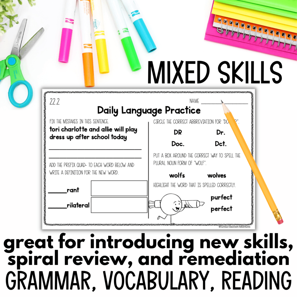 Daily Language Reviews for Grade 4 - Year Long Language Spiral Review ...