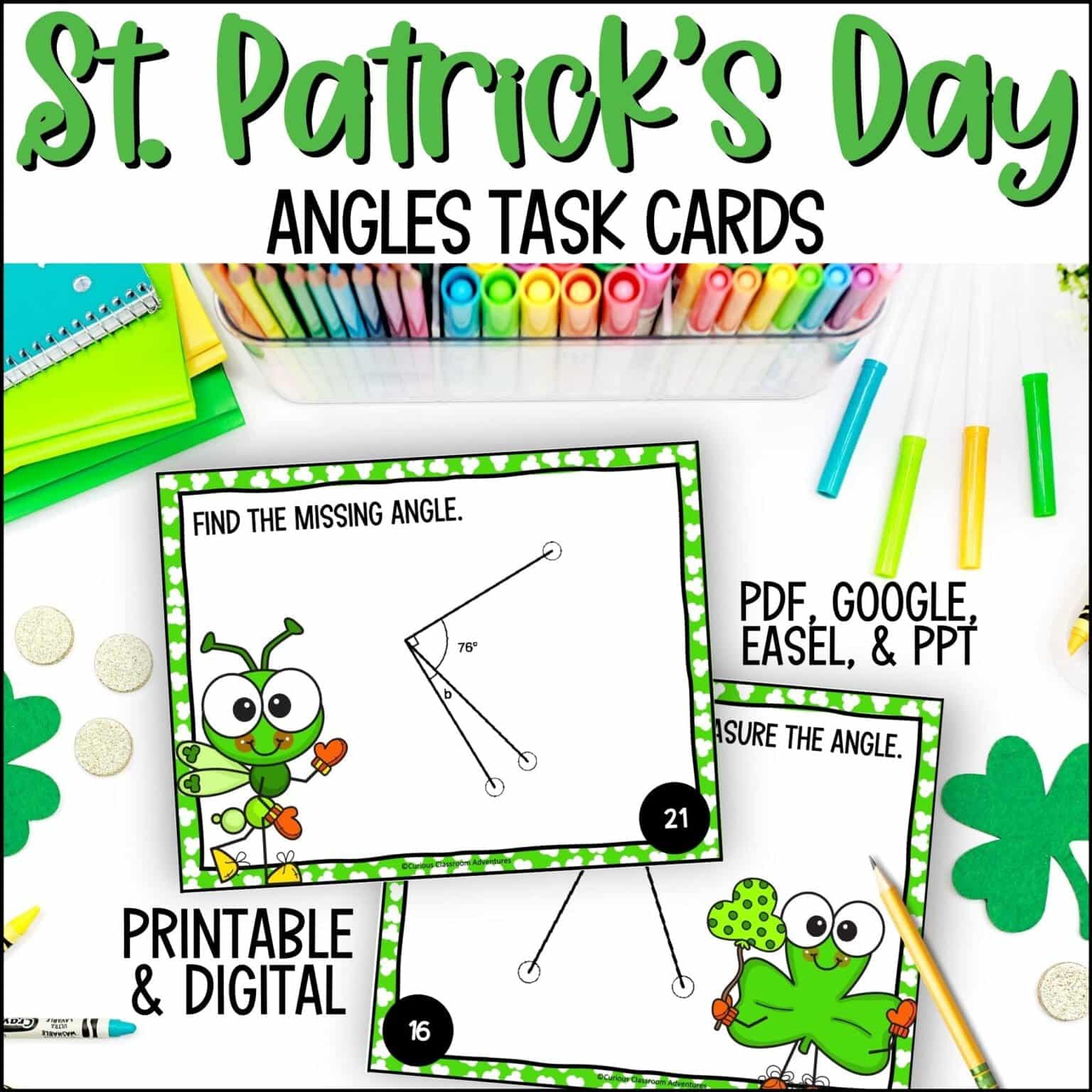 St. Patrick's Day Angles Task Cards - Curious Classroom Adventures