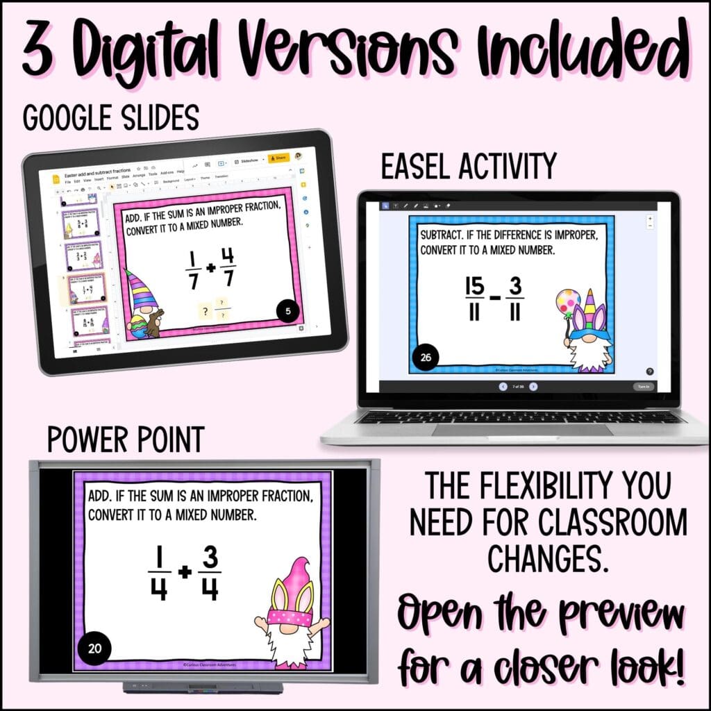 Easter Adding and Subtracting Fractions - Curious Classroom Adventures
