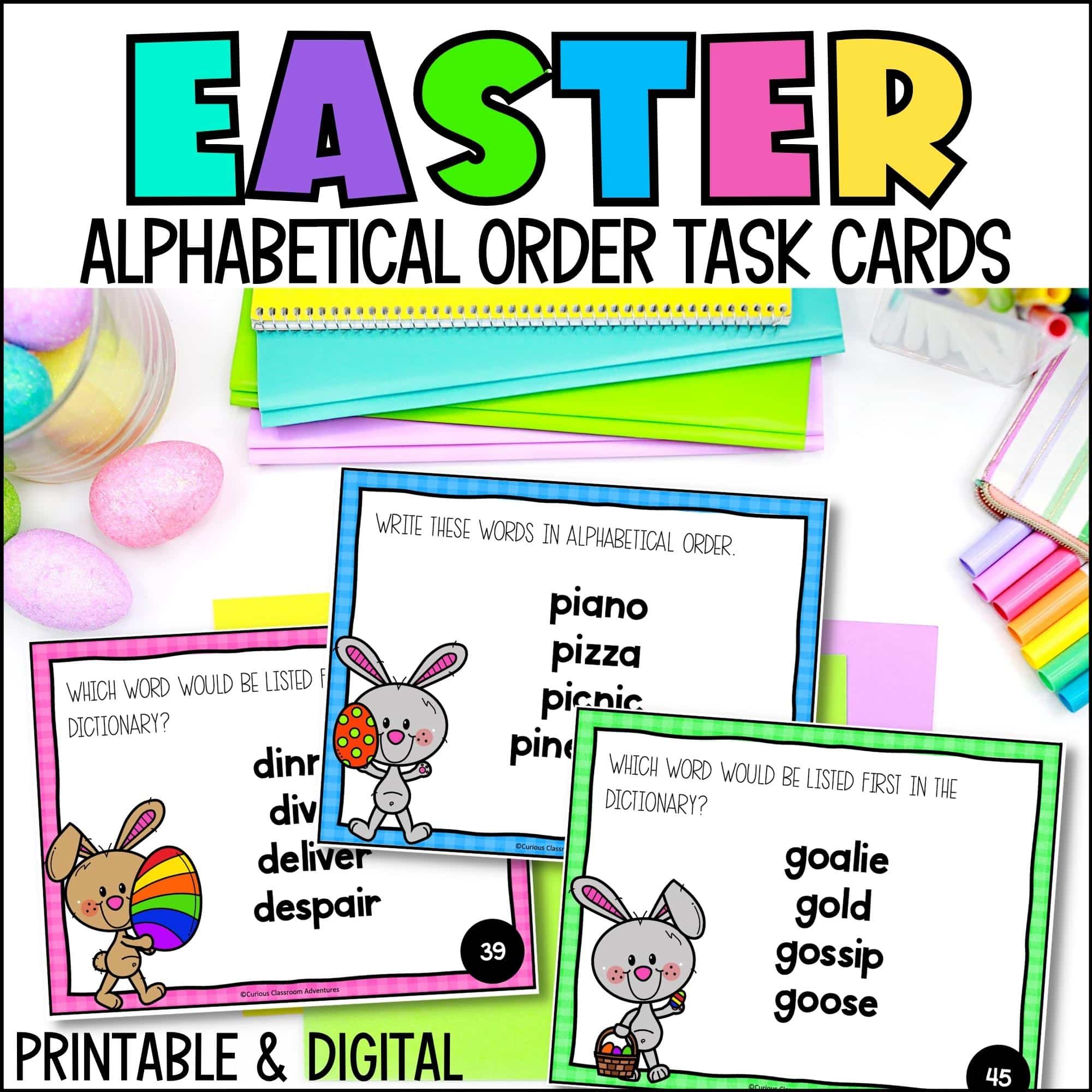 Easter Alphabetical Order Task Cards Curious Classroom Adventures Easter Alphabetical Order Task Cards Curious Classroom Adventures
