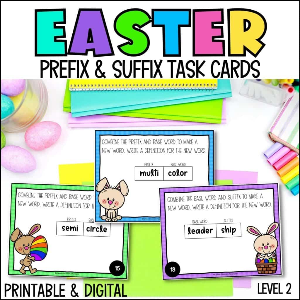 Easter Prefix and Suffix Task Cards - Level 2 - Curious Classroom ...