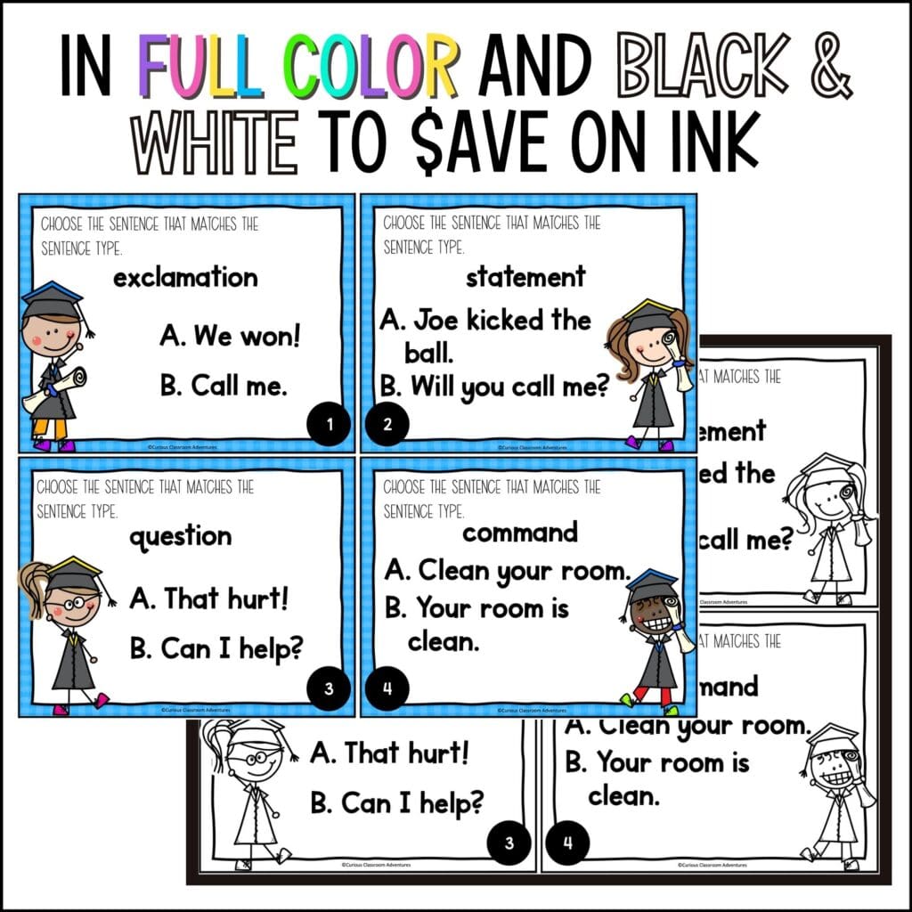End of Year Sentence Skills Task Cards - Curious Classroom Adventures