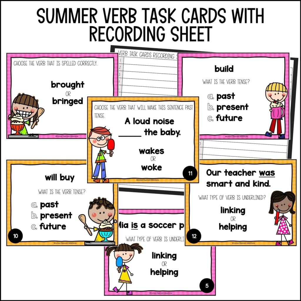 End of Year Verbs Task Cards - Curious Classroom Adventures