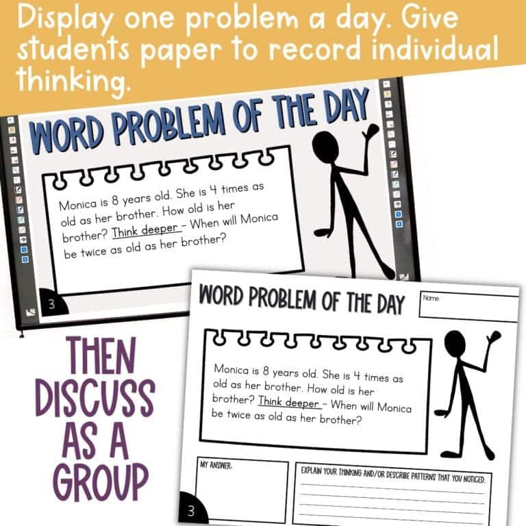 Math Talks - Word Problem of the Day - YEAR LONG - Curious Classroom ...