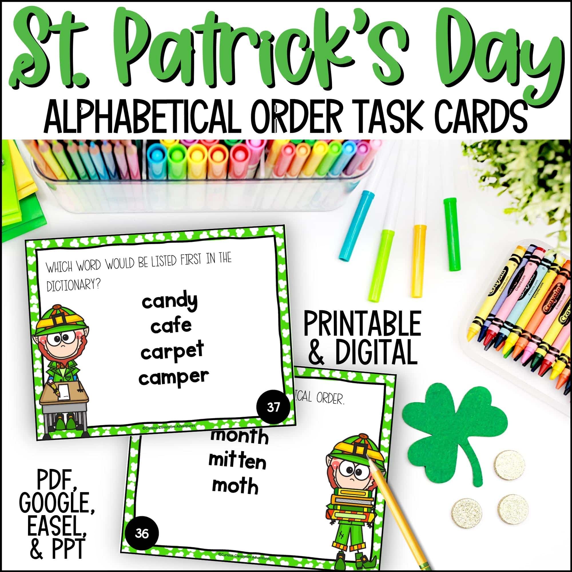 St Patrick s Day Alphabetical Order Task Cards Curious Classroom St Patrick s Day Alphabetical Order Task Cards Curious Classroom