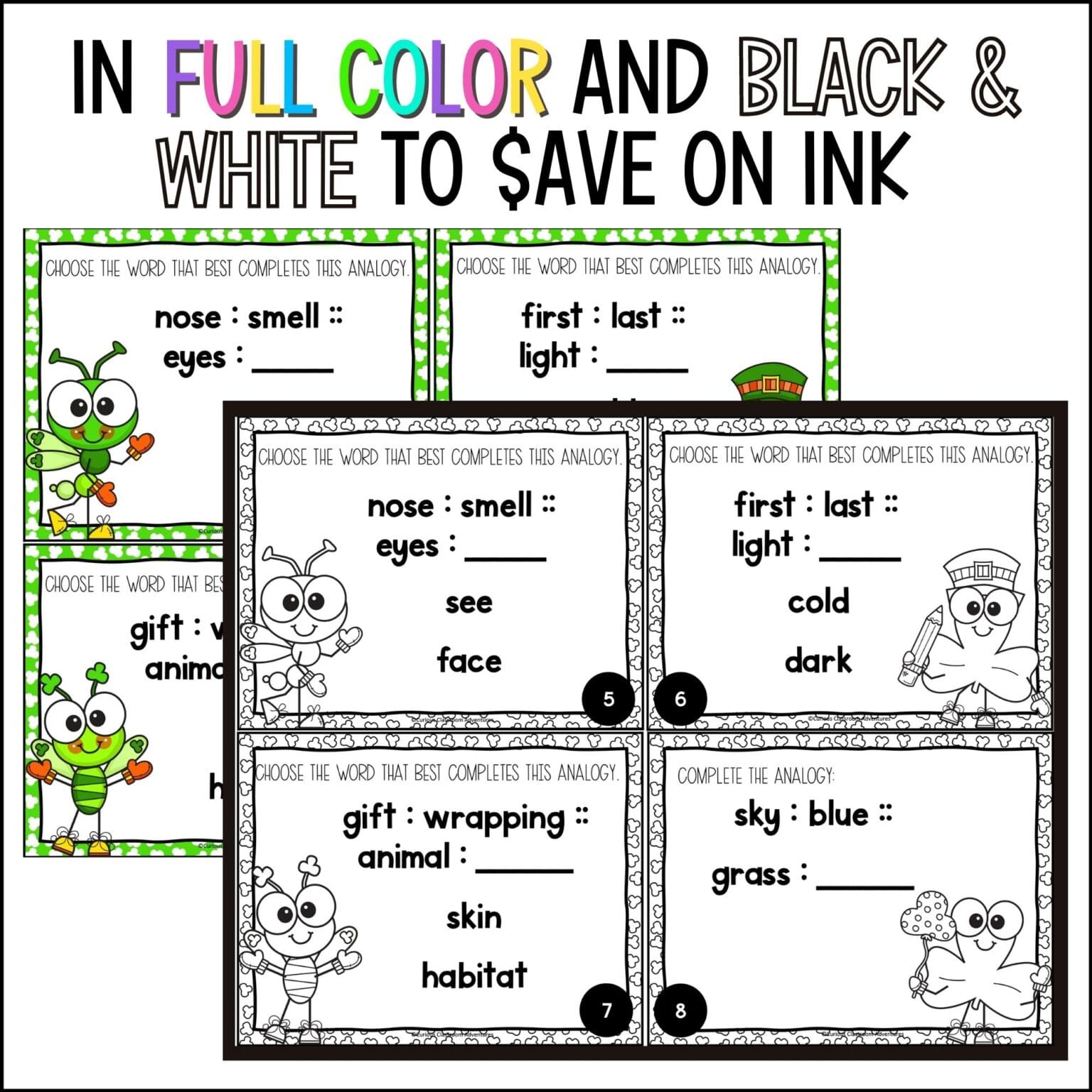 St. Patrick's Day Analogy Task Cards - Curious Classroom Adventures