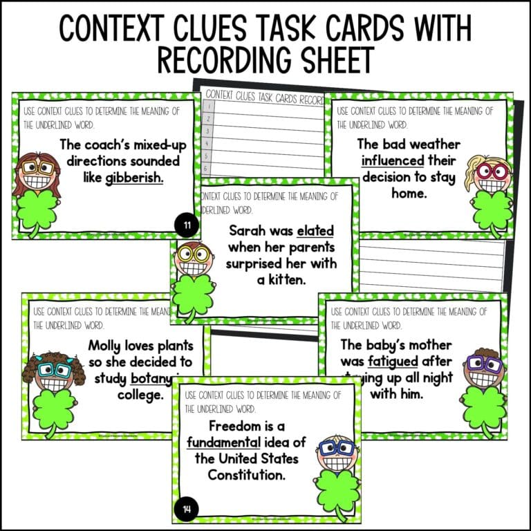 St. Patrick's Day Context Clues Task Cards - Curious Classroom Adventures