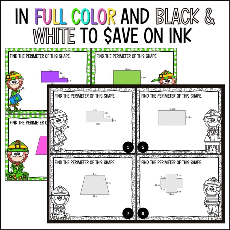 St. Patrick's Day Perimeter Task Cards - Curious Classroom Adventures