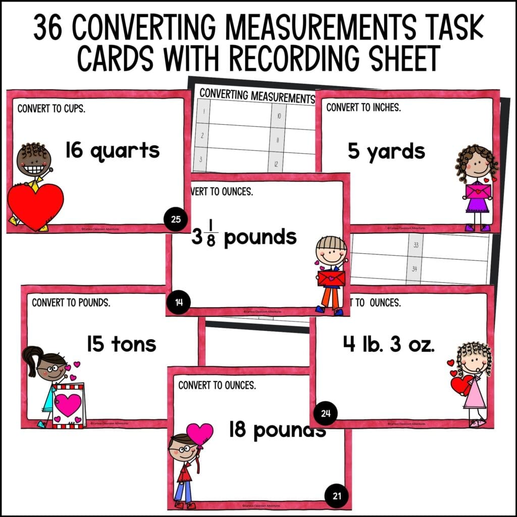 Valentine's Day Converting Measurements Task Cards - Curious Classroom ...