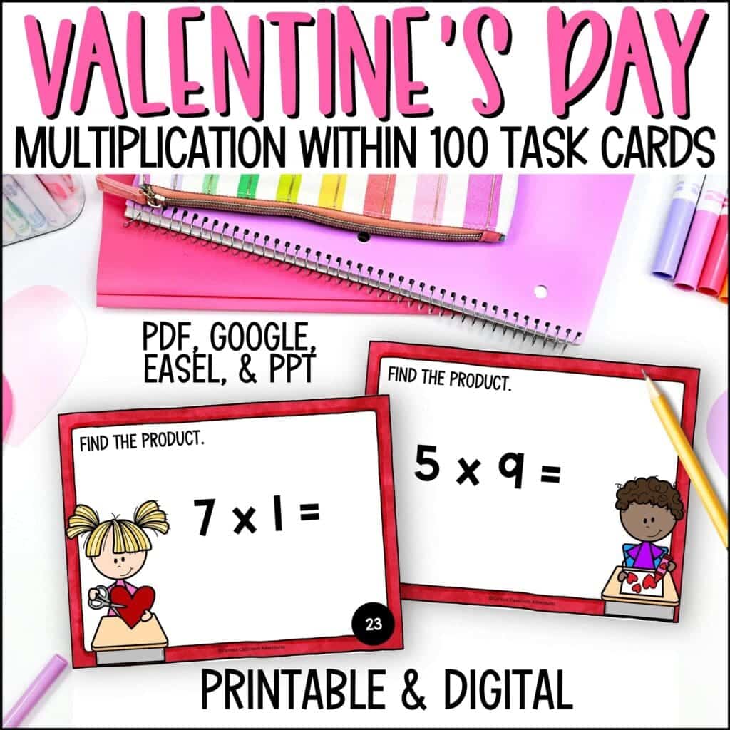 Valentine's Day Multiplication Facts Task Cards - Curious Classroom ...
