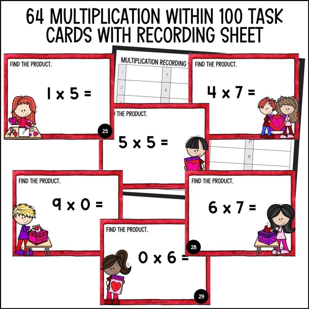 Valentine's Day Multiplication Facts Task Cards - Curious Classroom ...