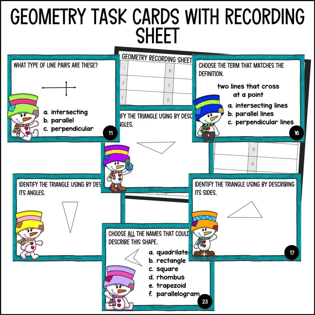 Winter Geometry Task Cards - Curious Classroom Adventures