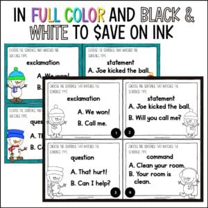 Winter Sentence Types and Sentence Parts Task Cards - Curious Classroom ...