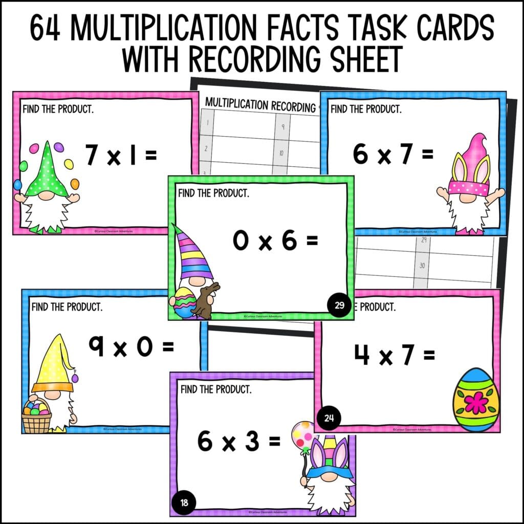 Easter Multiplication Facts Task Cards - Curious Classroom Adventures